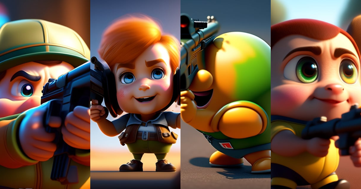 Lexica - Pixar character points a gun at you