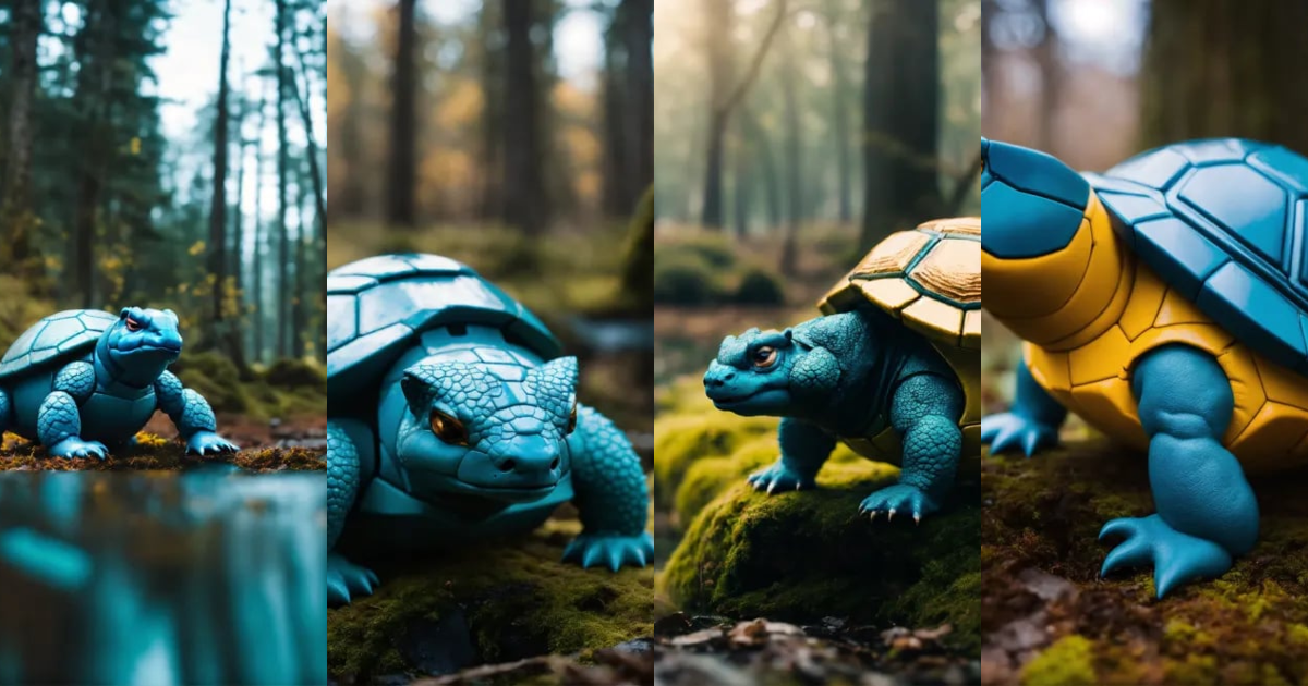 Lexica - Minimal, cinematic, a realistic blastoise among the trees ...