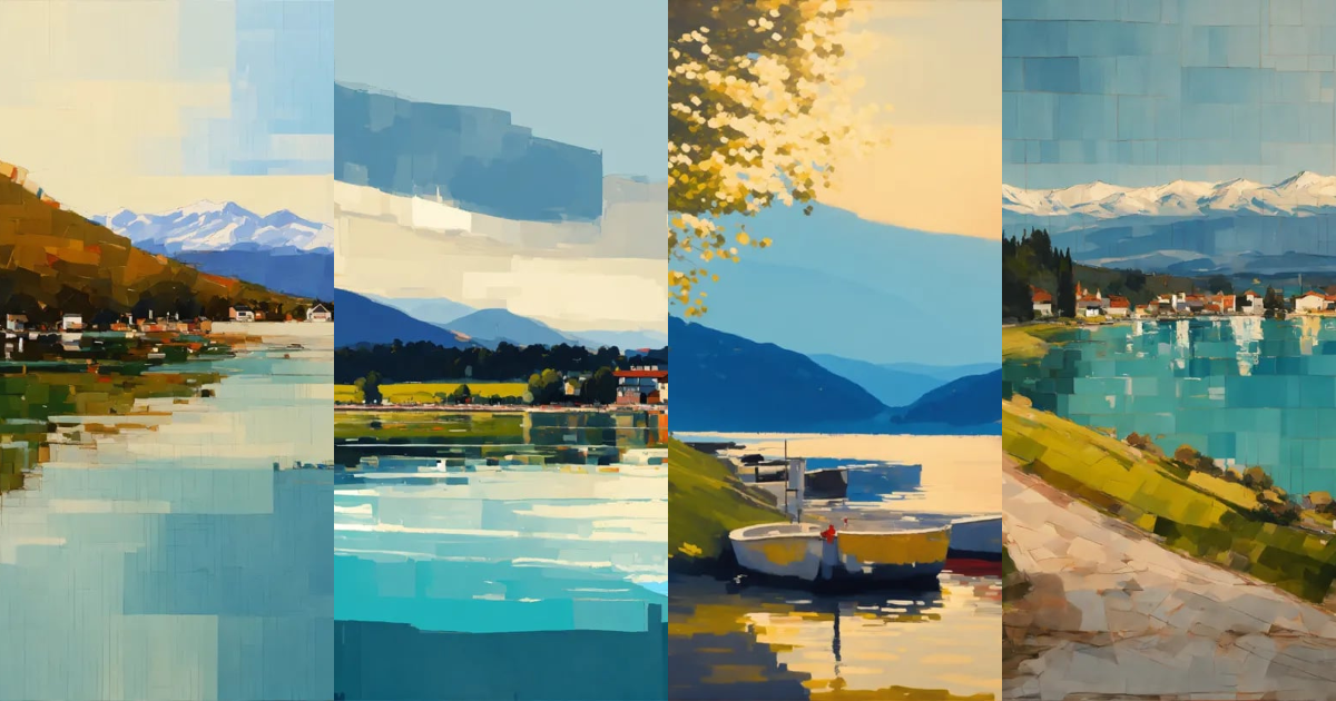 Lexica - Le lac de Genève, paysage, oil painting, transparent, in style ...