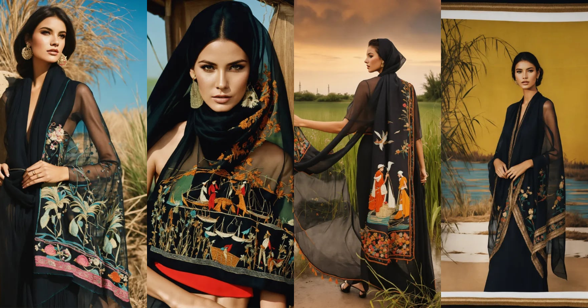 Lexica - 1970s basra marshes vogue boat editorial black vail voile ...