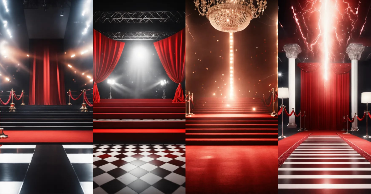 Lexica - Red carpet stage. VIP party, glamorous stage in red black and ...
