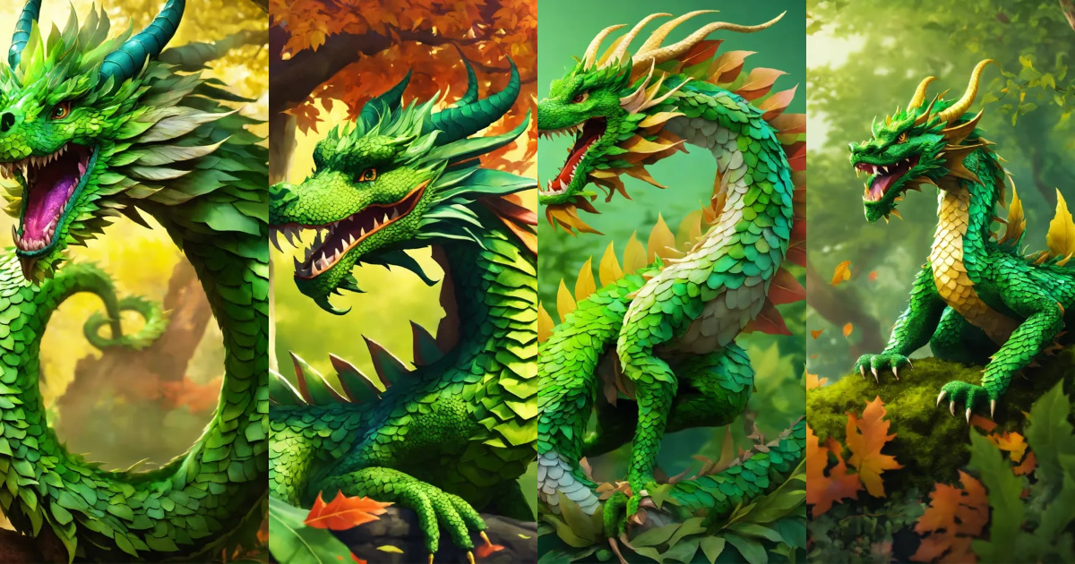 Lexica - An image of a friendly green Chinese dragon with scales made ...