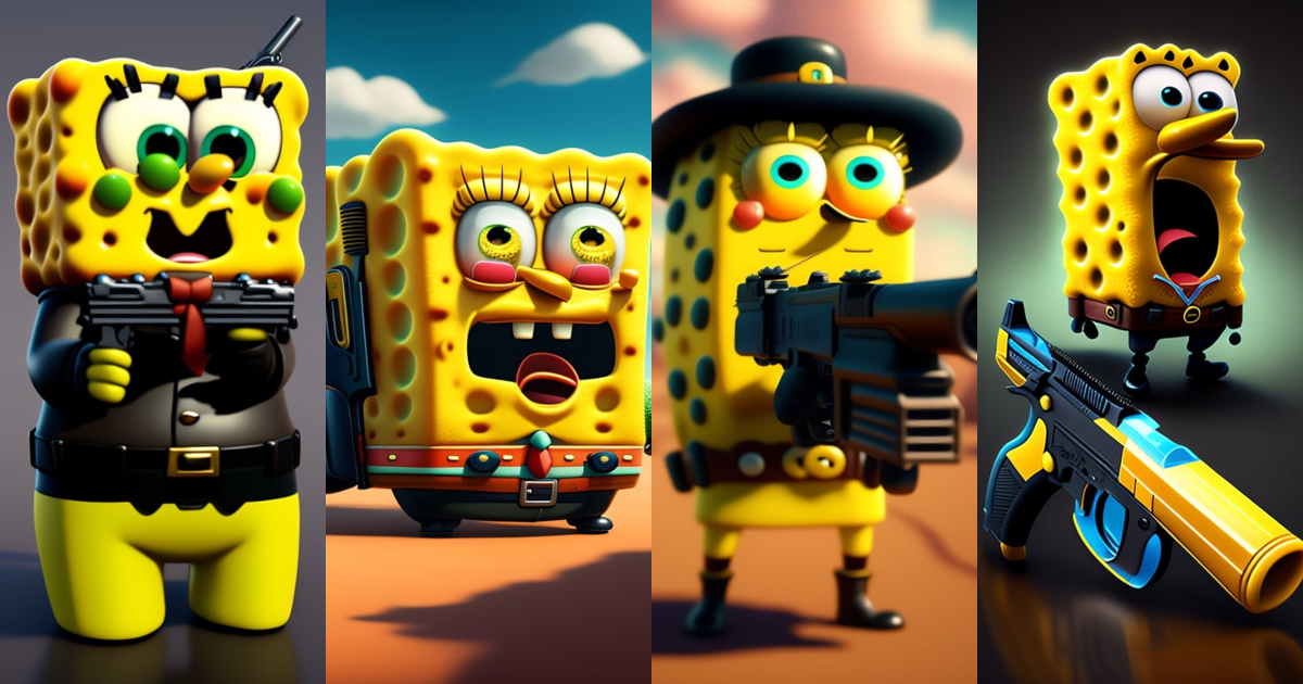 Lexica - Spongebob with a gun 2d
