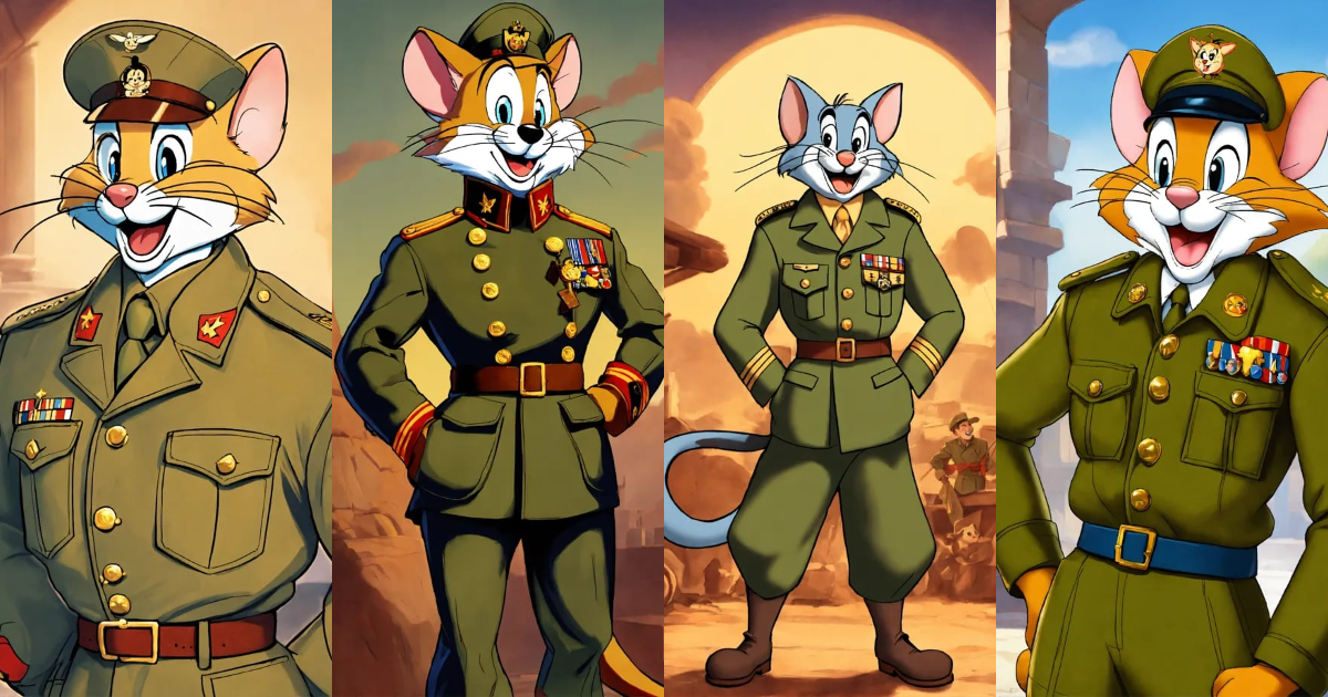 Lexica - Tom and Jerry Walt Disney In military clothing, a satisfied and happy face