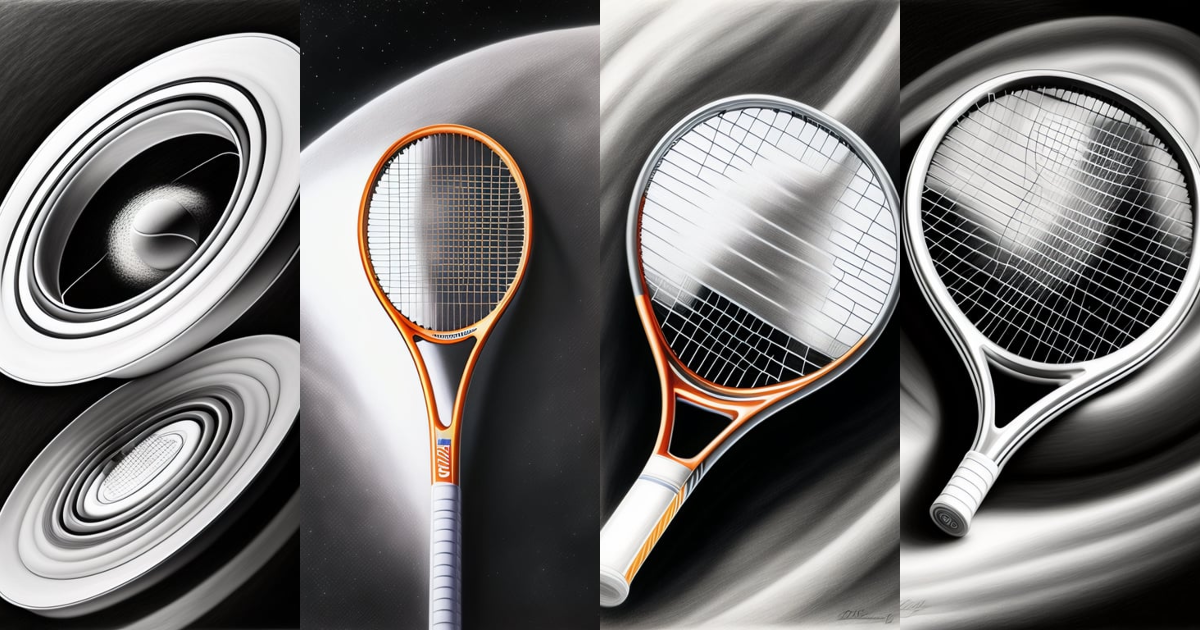 Lexica - Tennis racket in space pencil drawing