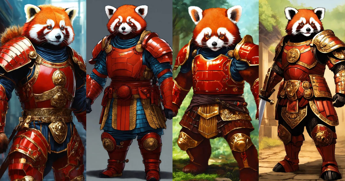 Lexica - Red panda humanoid, roman armor, Katsuhiro Otomo style