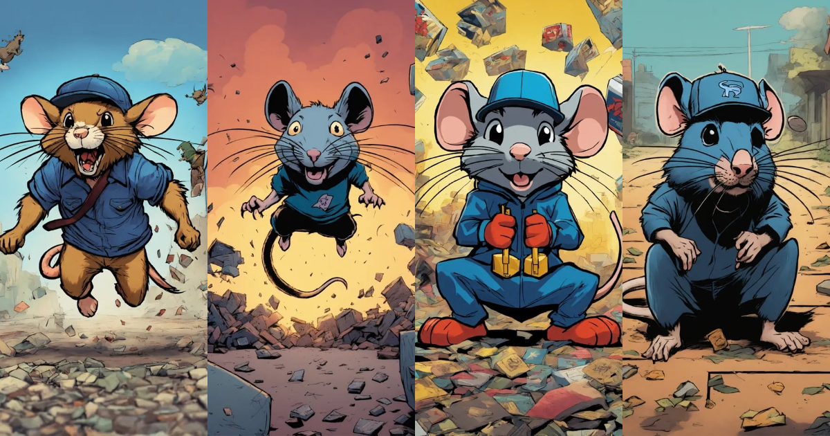 Lexica - A cap on the ground. the angry rat jumps with both feet on ...