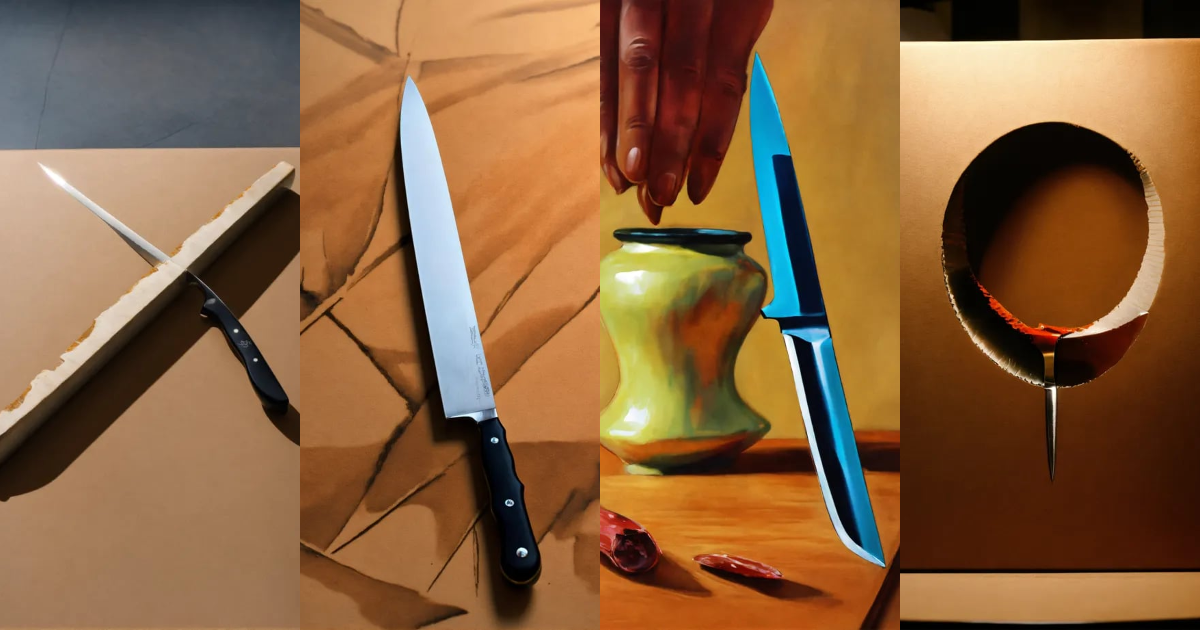 Lexica - Draw an illusion of a knife cut in canvas