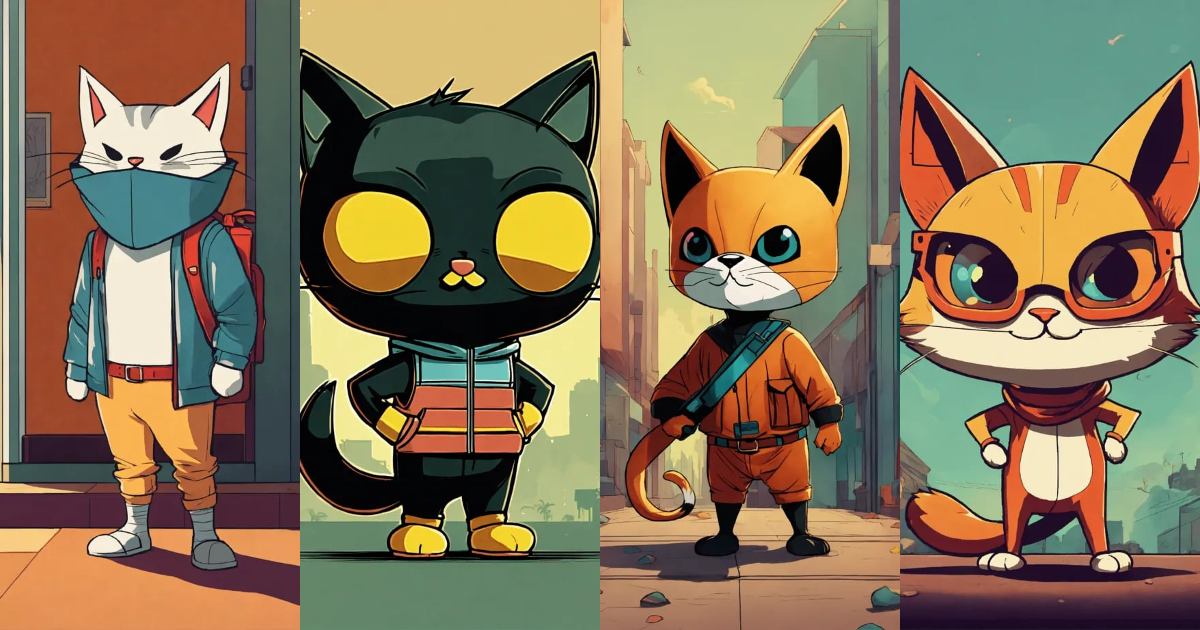 Lexica - Make a cute simple cat like a comic book from the 80s, looney ...