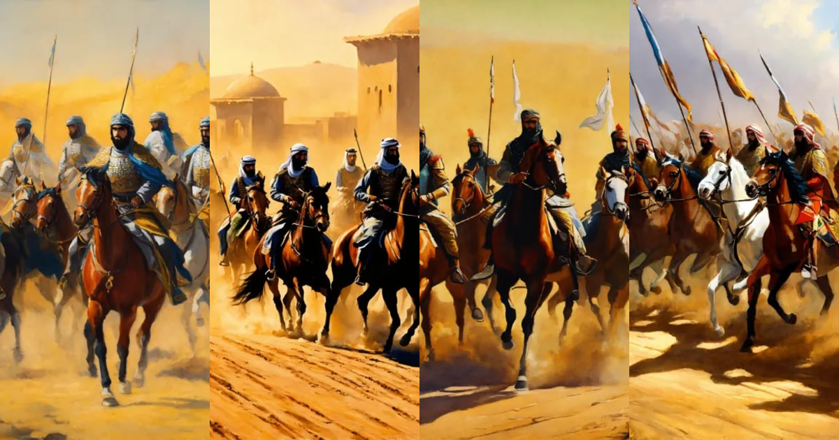 Lexica - Oil painting of an arabic cavalry army