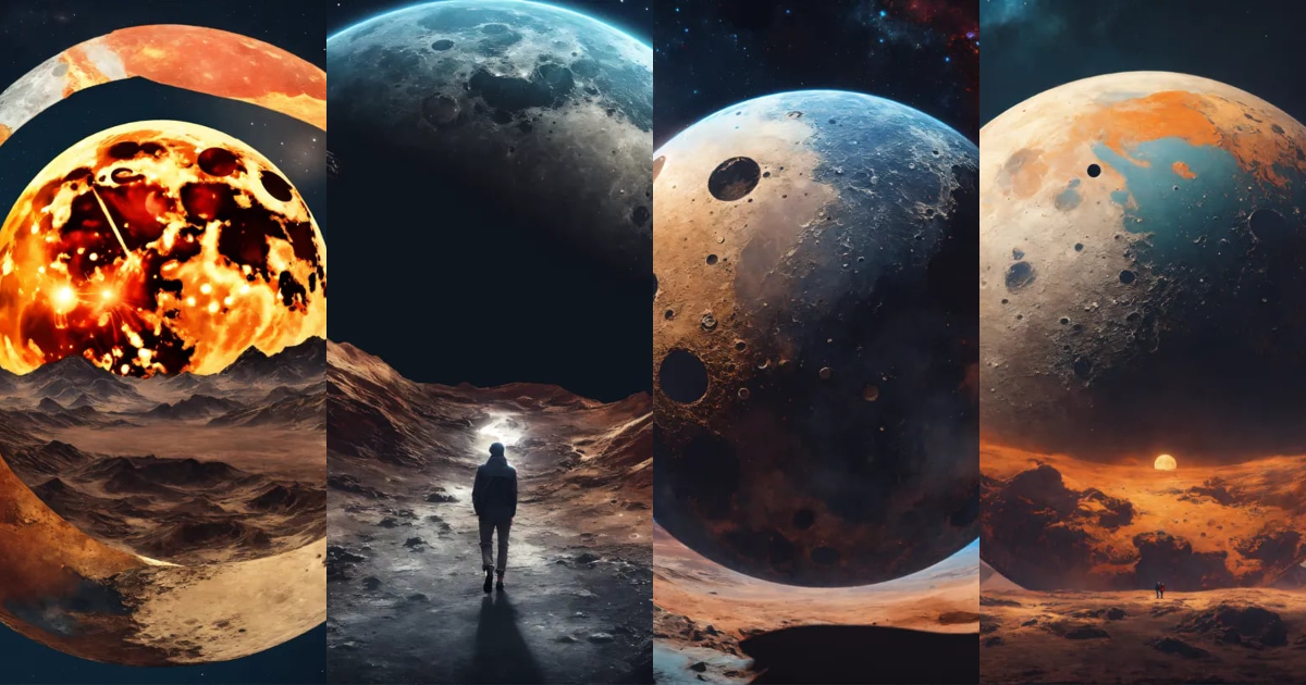 Lexica - Planet, the moon loop unreal abstract collage human