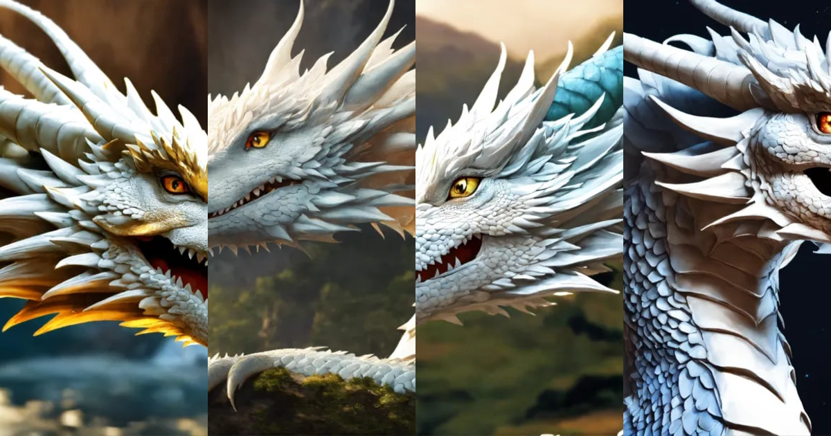 Lexica - Beautiful white female dragon looks with head facing straight ...