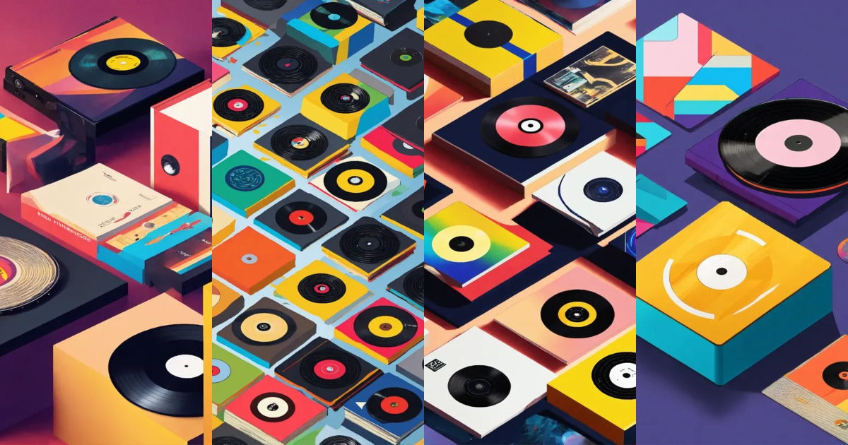 Lexica - Simple isometric logo of vinyl record albums covers, colorful ...