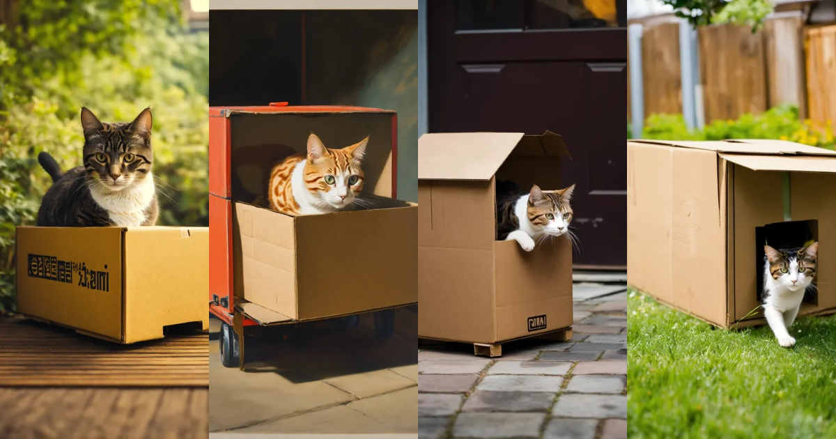 Lexica - A cat pushing a box