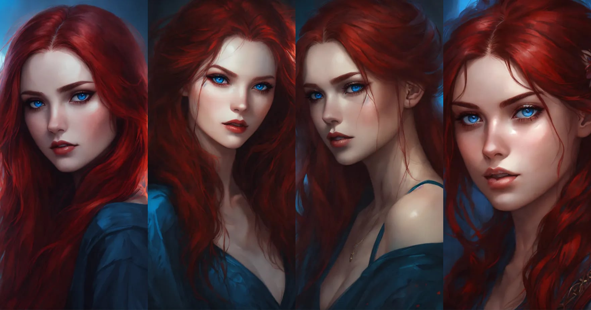 Lexica - Drawing of portrait of russian 20 year old woman dark evil red ...