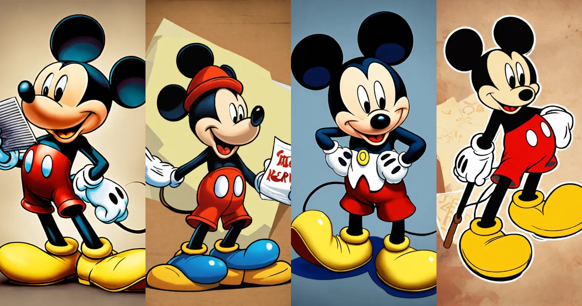 Lexica - 2d mickey mouse holding a flyer, 8 k, high detail. full length