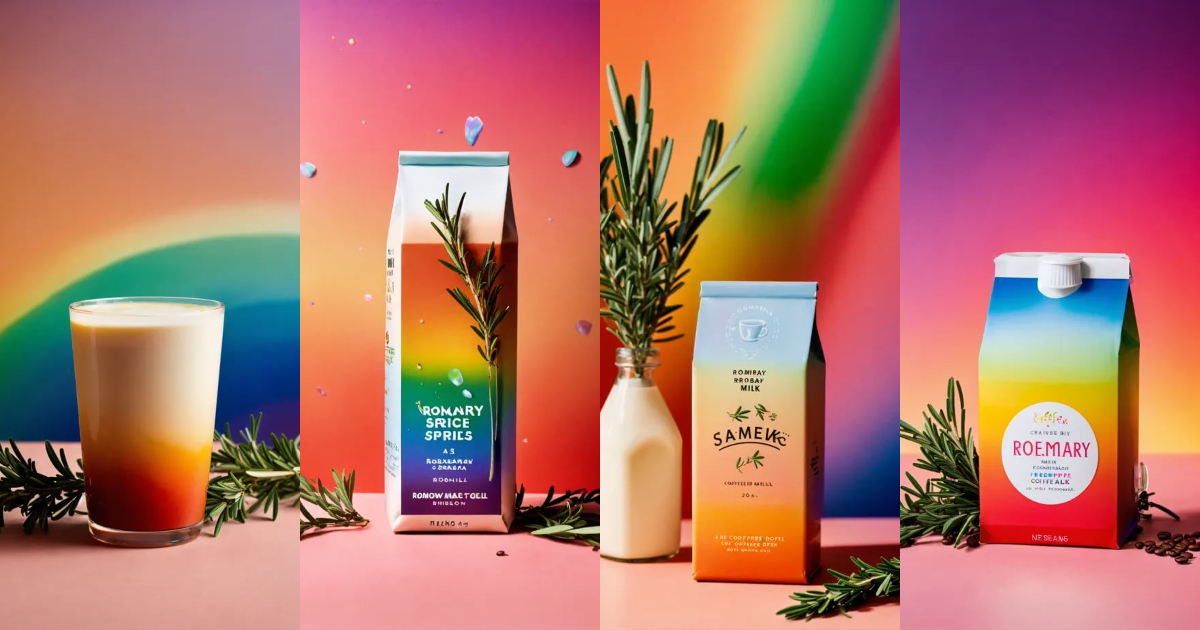 Lexica - A photo of a gradient coffee milk carton with rosemary sprigs ...