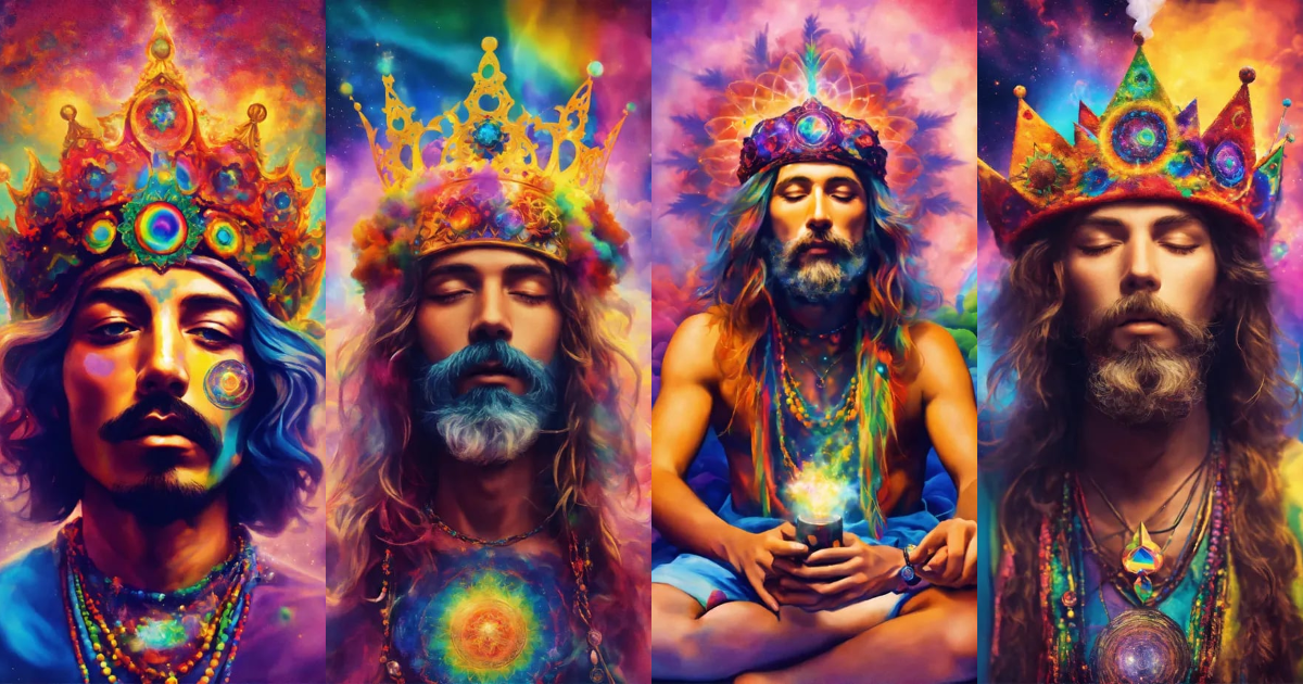 Lexica - Abstract hippy smoking dmt, with universe coming out of his ...