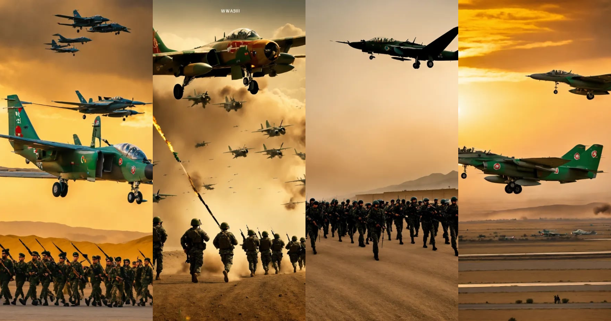 Lexica - Iran, war, army, marching forward, planes.
