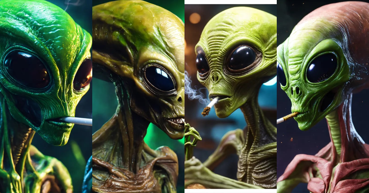 Lexica - Realistic alien smoking a blunt in 4k