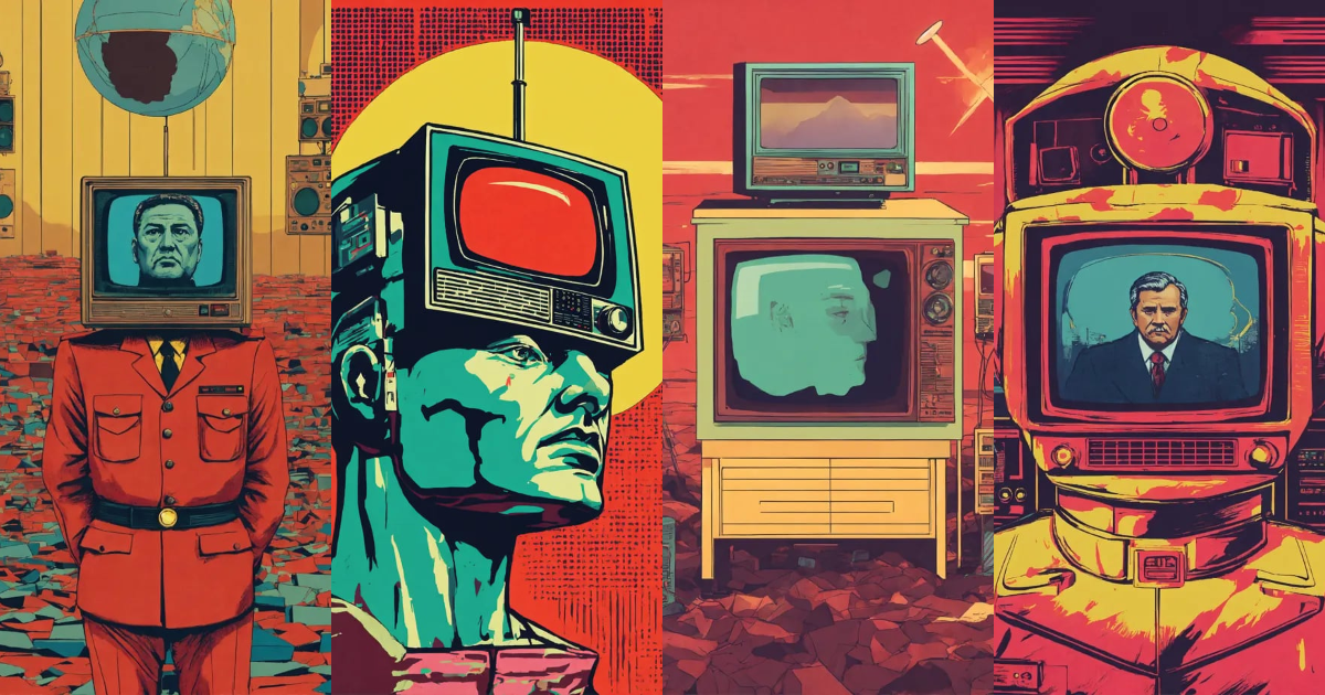 Lexica - A human dictator with television-head on a war propagand art ...