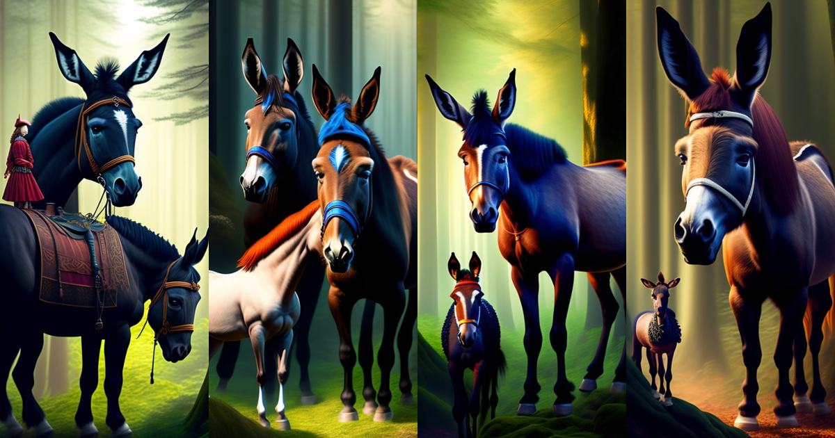 Lexica - A donkey with a witch and and a pirate in a beech forest ...