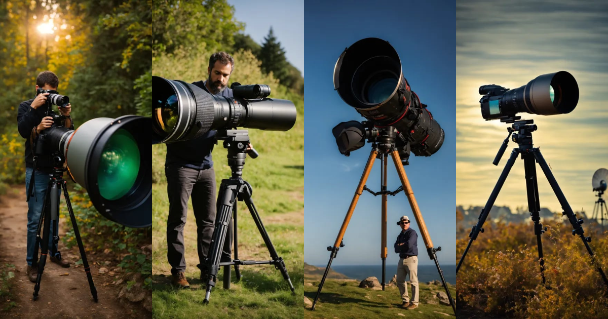 Lexica - Photographer with a giant telephoto lens, disproportionate lens
