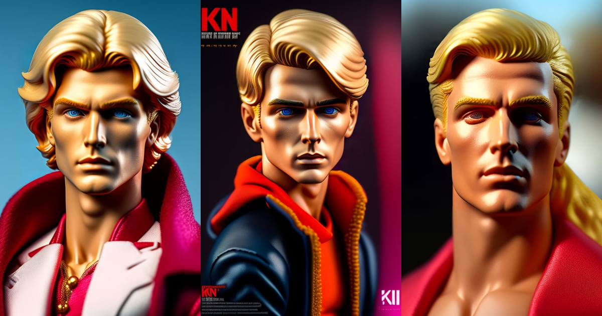 Lexica - Hot toys figurine of BLOND MATTEL ken doll FIGURE, in a state ...