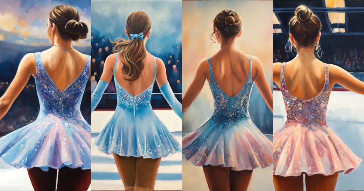 Lexica - Acrylic painting of a young female figure skater from the back ...