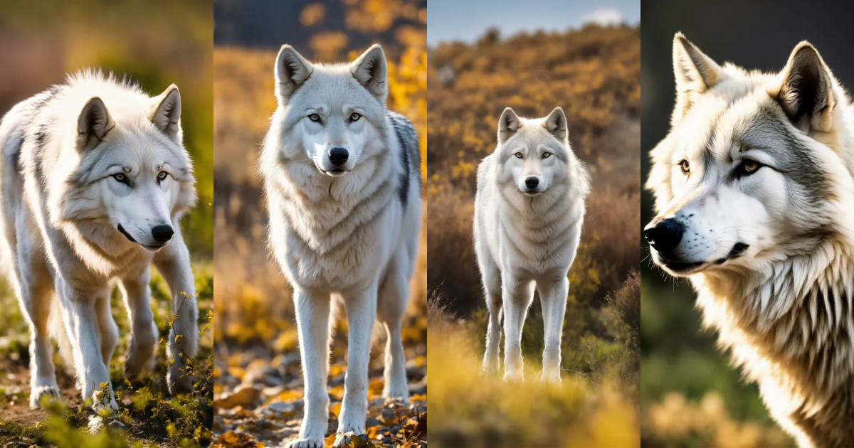 Lexica - A white wolf with a black spot that fades out on all sides ...