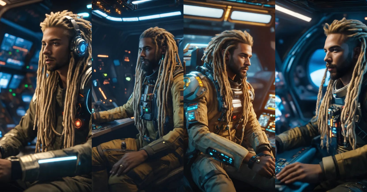 Lexica - A scruffy long blonde dreadlock male sits at the controls with ...