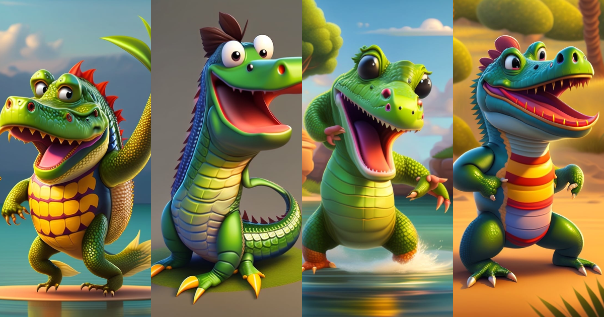 Lexica - Alligator dancing, cartoon style