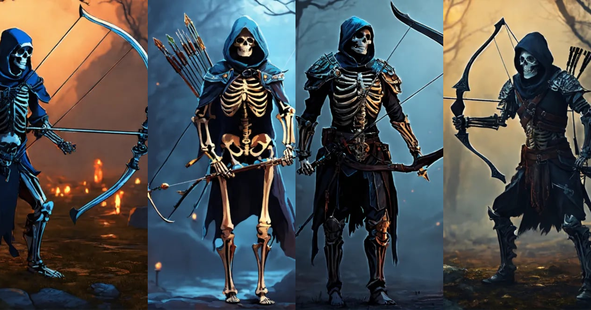 Lexica - A skeleton archer in a dark fantasy world. realistic style