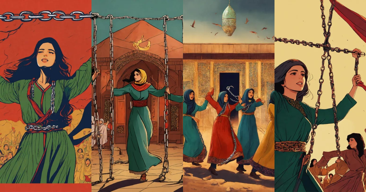 Lexica - An illustration depicting Iranian women breaking free from ...
