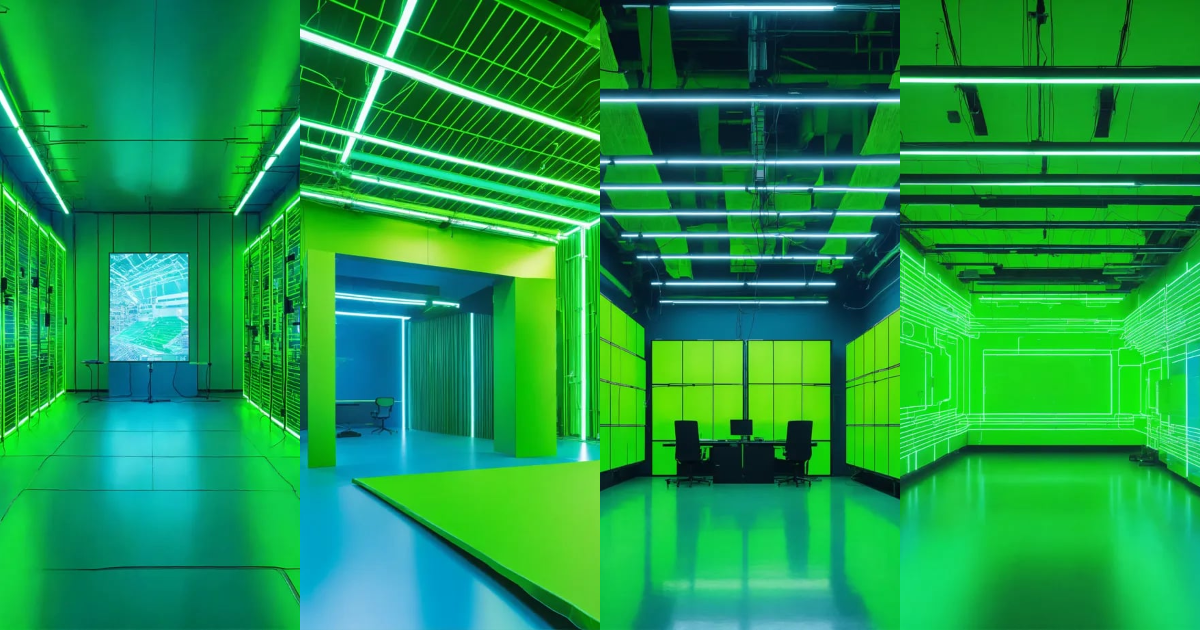 Lexica - Technologic big room with computer walls with wires and ...