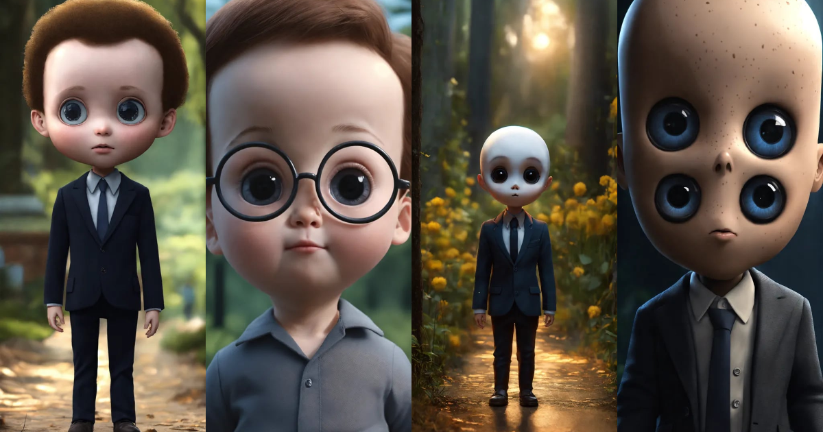 Lexica - Slender Man as a cute baby, cartoon effect, very big eyes ...