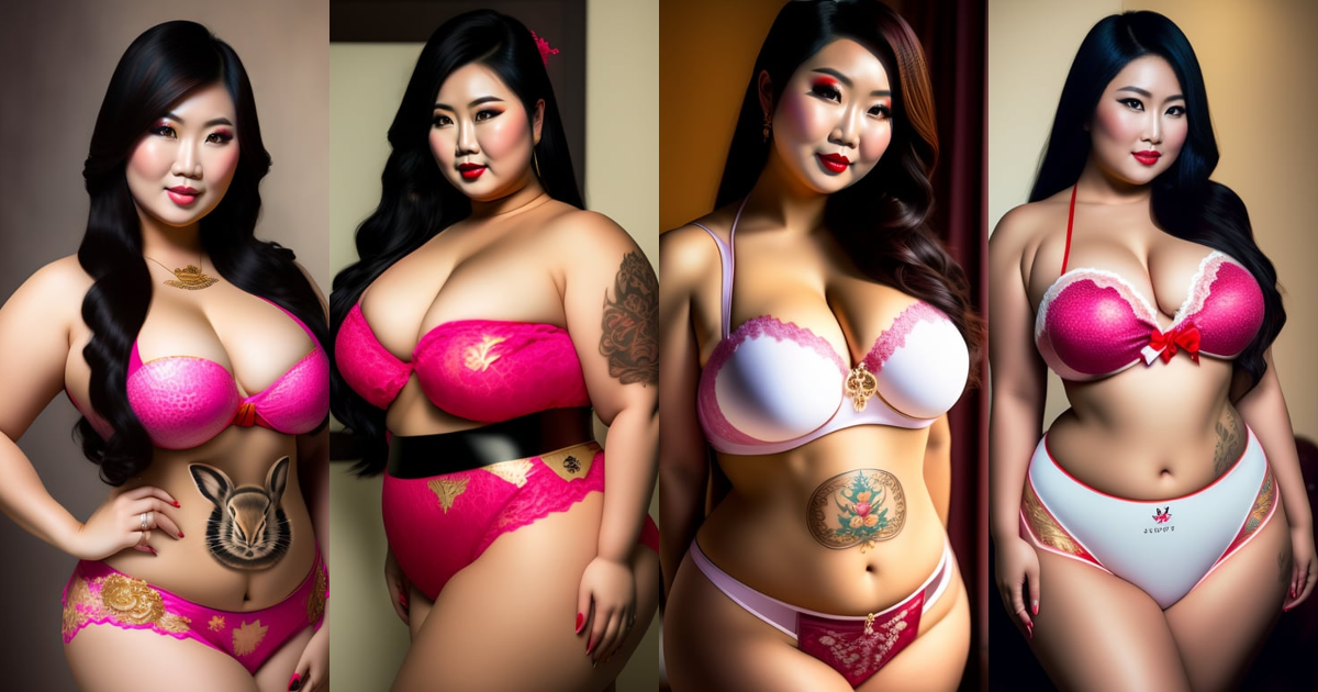 Lexica - Thick Beautiful asian woman wearing bunny outfit with spade tattoo on belly, Wide hips ...