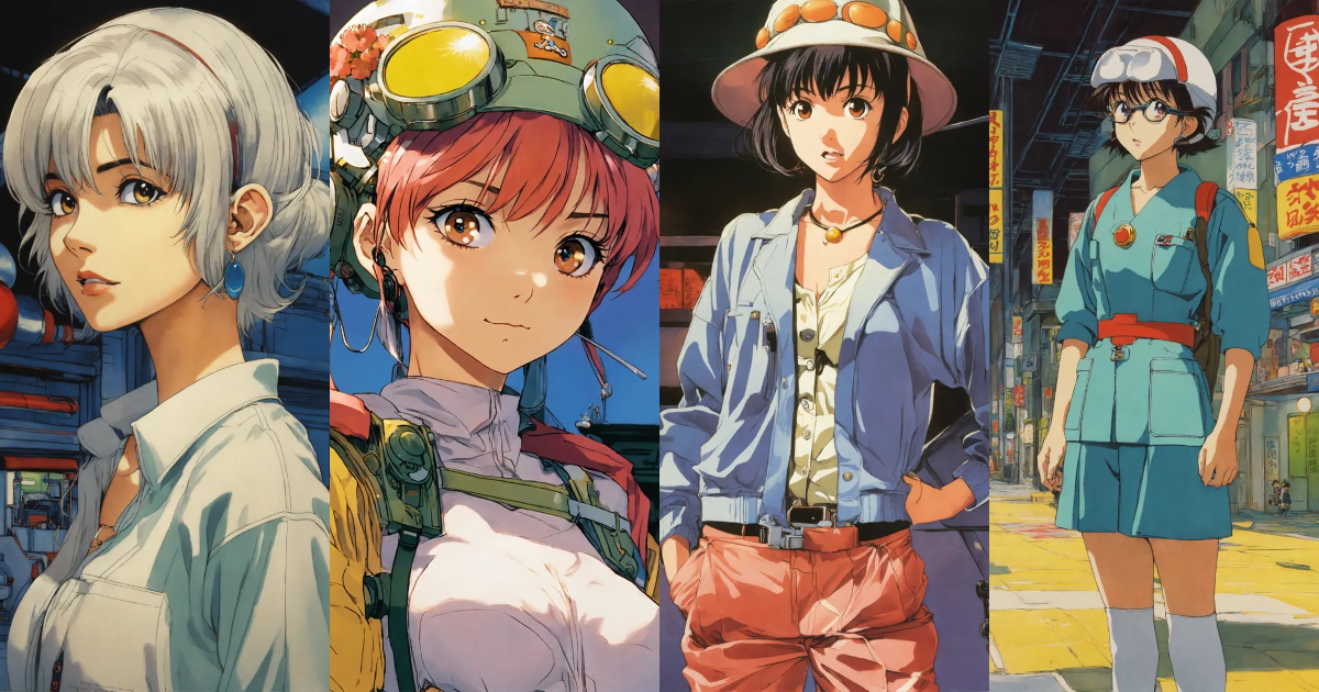 Lexica - 1990s anime sci-fi kooky female, full detailed eyes, suductive ...