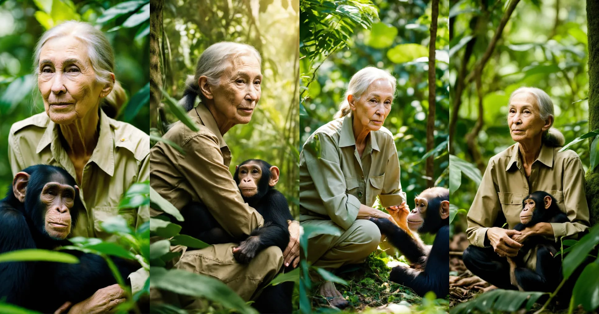 Lexica - The image encapsulates the indomitable spirit of Jane Goodall ...