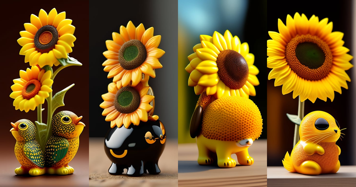 Lexica - Sunflower cute creature, beautiful 3d small Statue design by ...