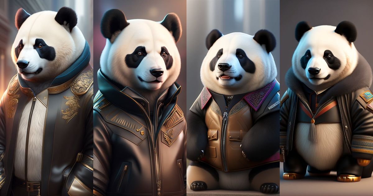 Lexica - A hyperrealistic panda with a mean face, wearing a black ...
