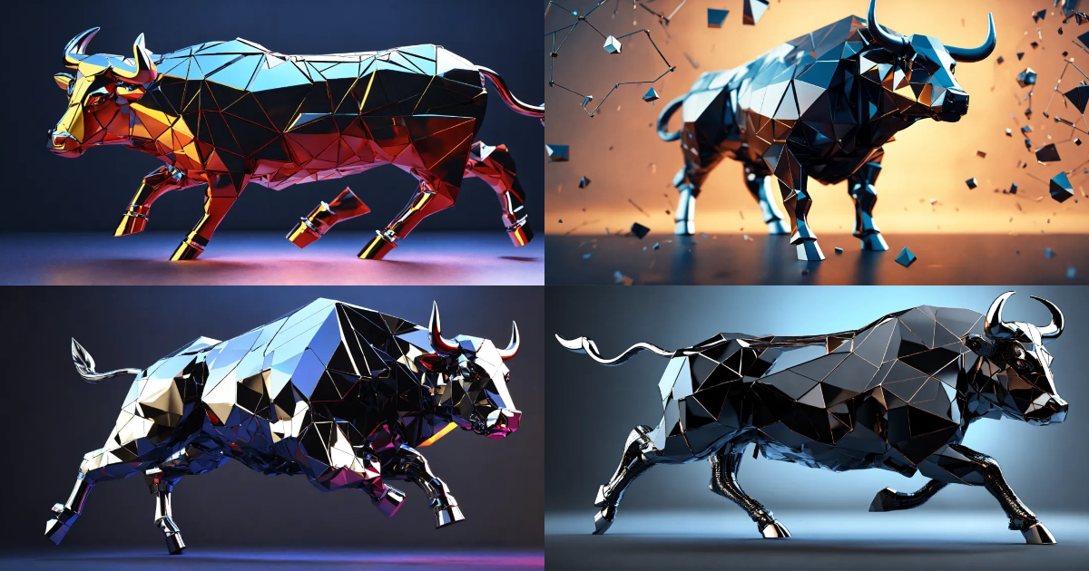 Lexica - Chrome geometric aggressive black bull muscular running ...