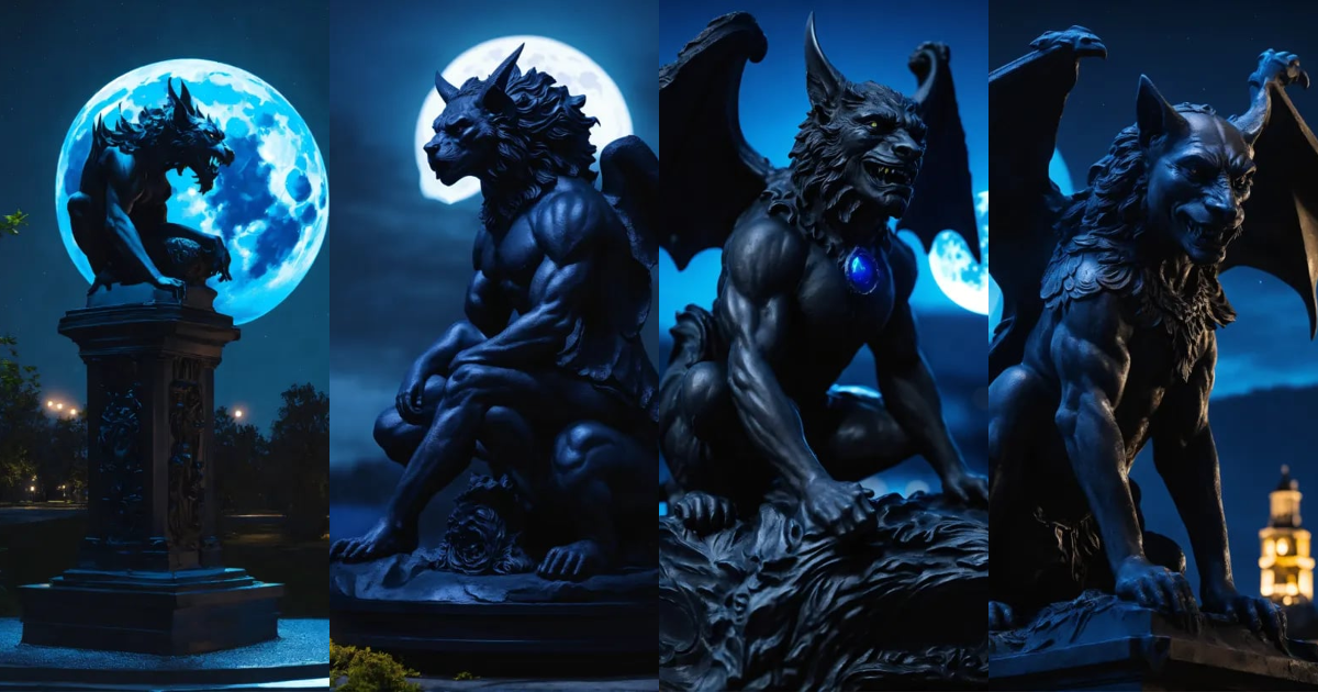 Lexica - A black obsidian statue sinister in nature of a gargoyle hyper ...