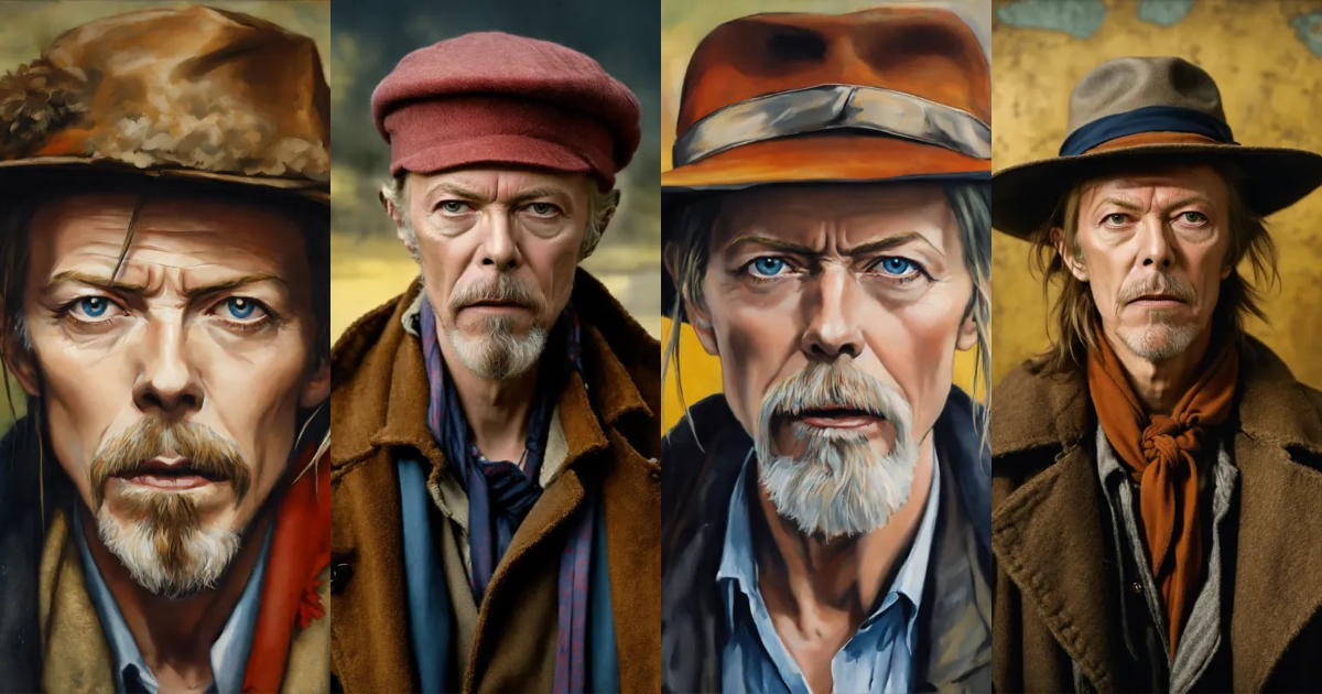 Lexica - Portrait of David bowie as a stereotypical hobo, complete with ...