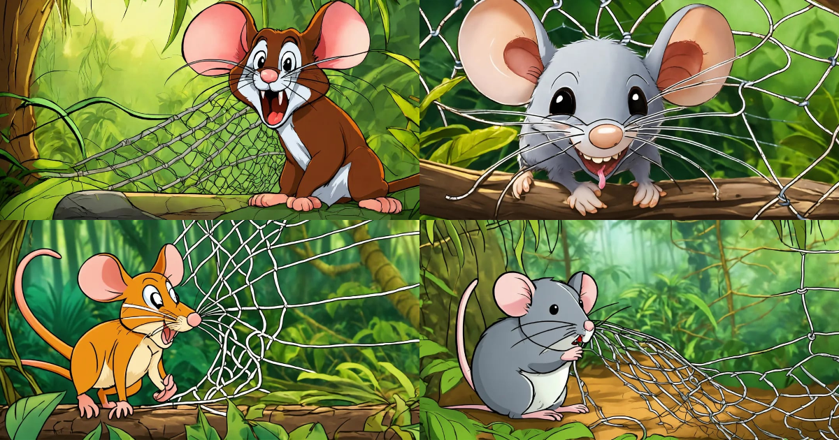 Lexica - Cartoon with mouse sharp teeth, the mouse nibbled through the ...
