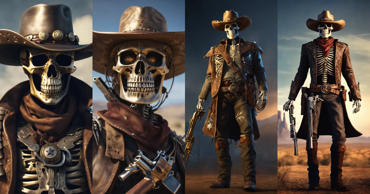 Lexica - A western skeleton sherrif. He is made of metal. He wears a ...