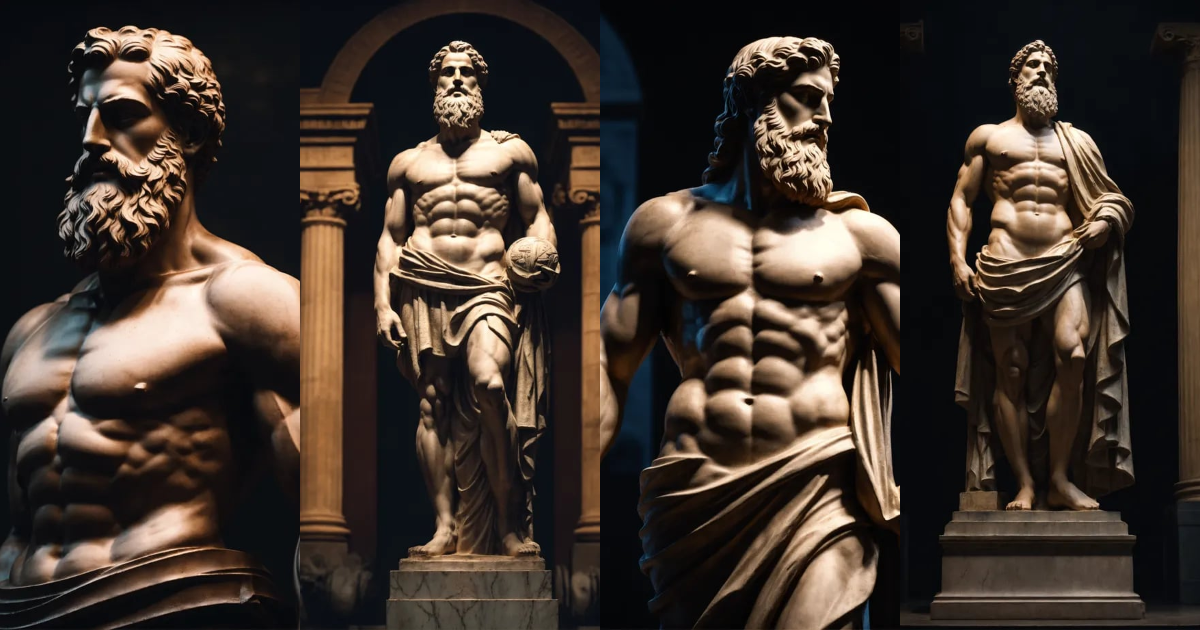 Lexica - Standing greek statue of philosophy with beard and muscle ...