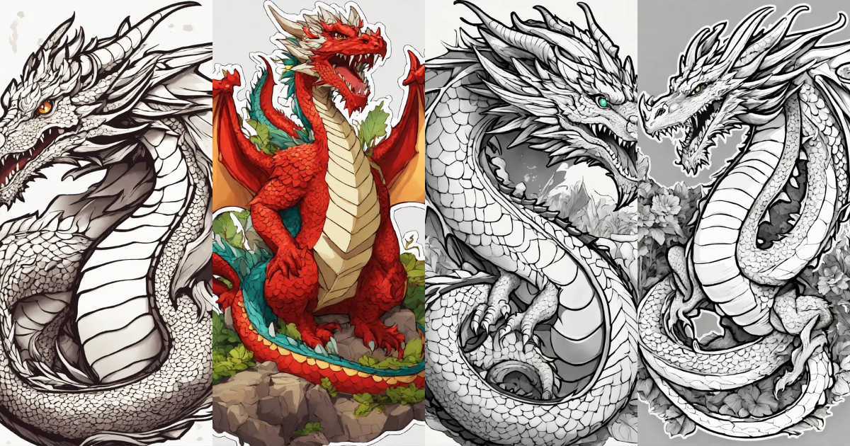 Lexica - Sticker, dragon family, full body, detailed, high resolution ...