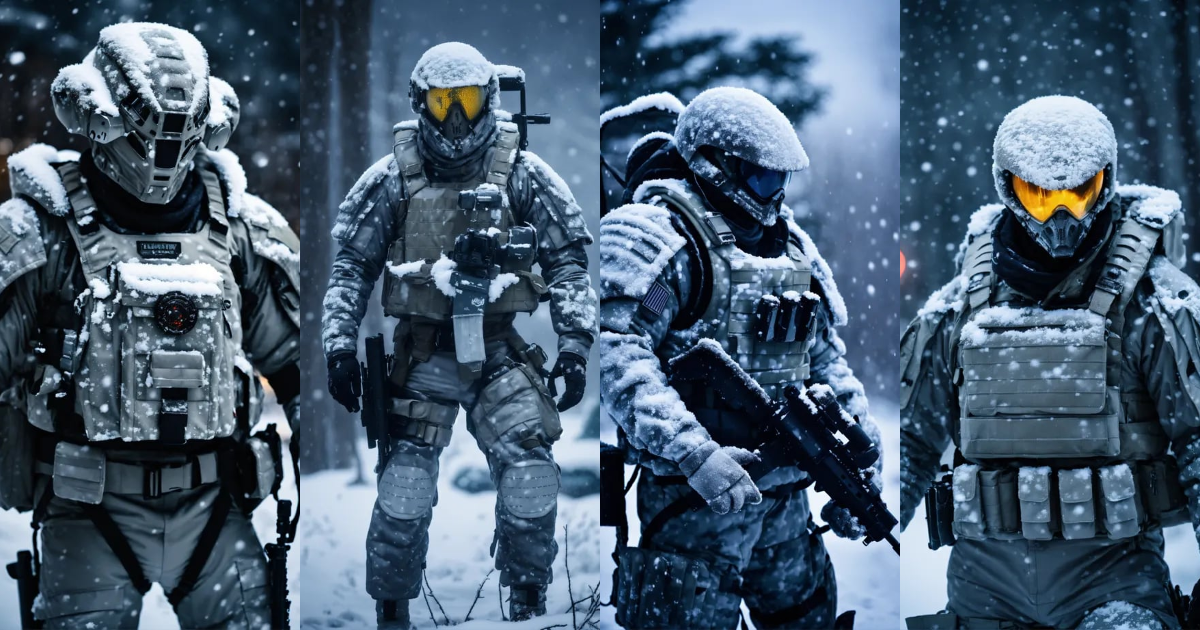 Lexica - A alien soldier monster , wearing white winter camo military ...