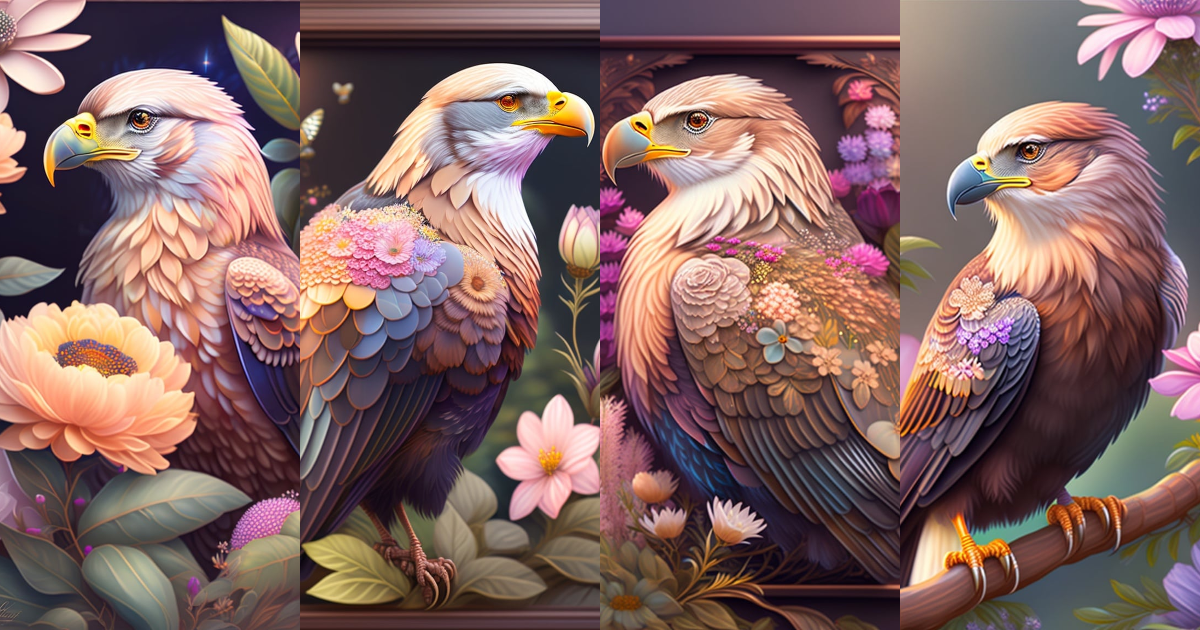Lexica - Overwhelmingly beautiful eagle framed with vector flowers ...
